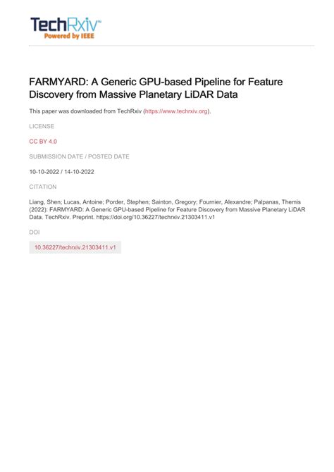 Pdf Farmyard A Generic Gpu Based Pipeline For Feature Discovery From
