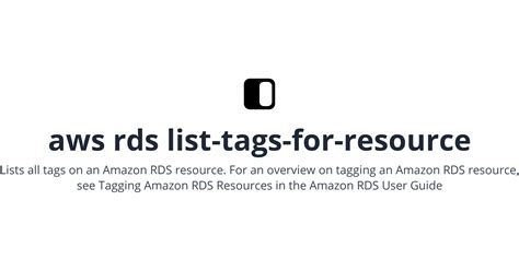 Aws Rds List Tags For Resource Fig