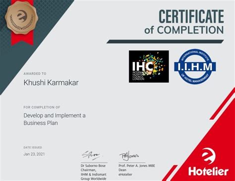 khushi karmakar on linkedin completed the e hotelier course on