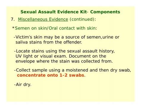 Sexual Assault Evidence K