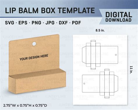 Lip Balm Box Template Lip Balm Box Lip Gloss Box Template Chapstick Box Template Chapstick
