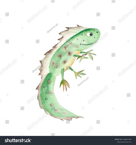 Cute Smiling Newt Isolated On White Stock Illustration 2194615195