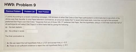 Solved Hw9 Problem 9 Previous Problem Problem List Next