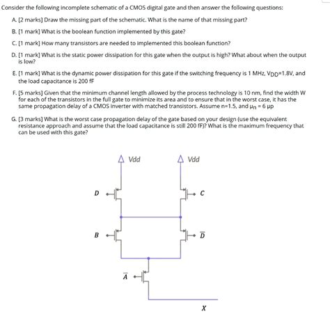 solved consider the following incomplete schematic of a cmos digital gate and then answer the
