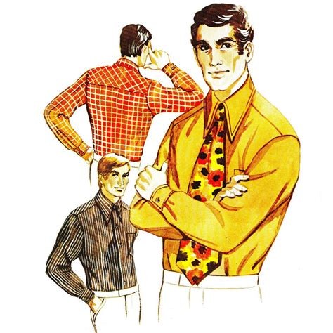 Pdf 1970s Sewing Pattern Mens Shirt And Kipper Tie Multi Sizes Vintage Sewing Pattern