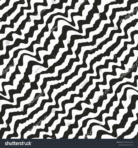 Monochrome Psychedelic Curved Lines Seamless Texture Stock Vector Royalty Free