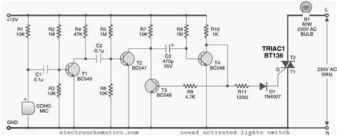 Sound Activated Lights Circuit ElectroSchematics