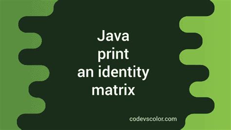 Java Program To Print An Identity Matrix Codevscolor