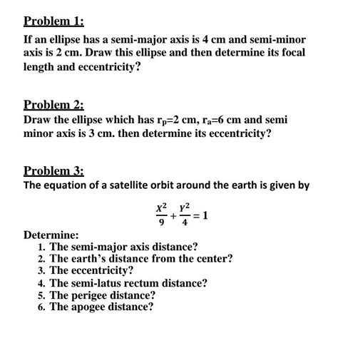 Solved Problem 1 If An Ellipse Has A Semi Major Axis Is 4