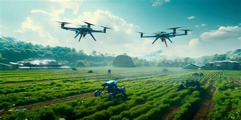 Premium Ai Image Smart Farm With Automated Machinery And Drones