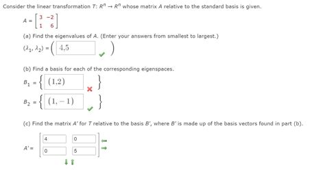 Solved Sider The Linear Transformation T Rn→rn Whose Matrix
