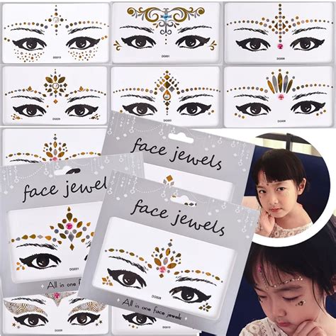 1sheet Face Jewels Rhinestones Adhesive Crystal Face Gems Beauty Body Glitter Tattoo Art Eyebrow