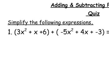 Adding And Subtracting Polynomials By Miss Pats Math Store TPT