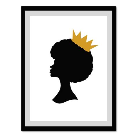 벡터 일러스트 레이 션 왕관에 여자의 검은 실루엣 프리미엄 벡터