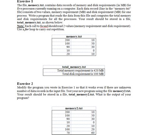 solved exercise 1 the file memory txt contains data