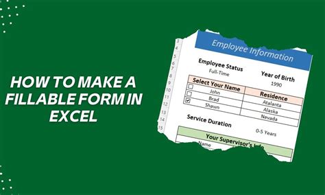 how to make a fillable form in excel creating user friendly fillable