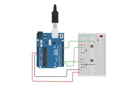 Circuit Design Control Led Withtwo Push Buttons Tinkercad