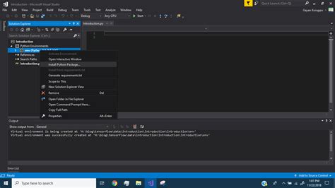 Using Tensorflow In Visual Studio