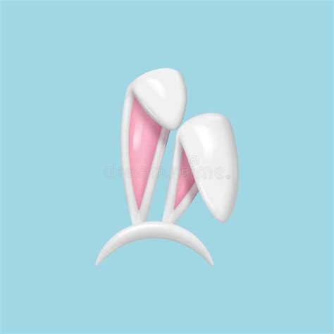 3d Easter Bunny Ears Isolated Render White Hare Ears Stock Vector