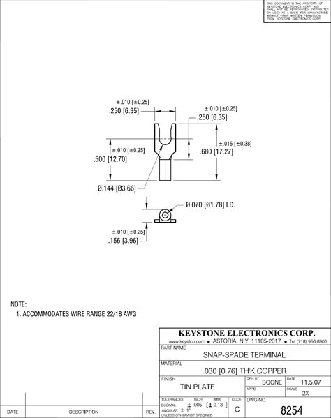 8254 Drawing By Keystone Electronics Datasheet Digikey