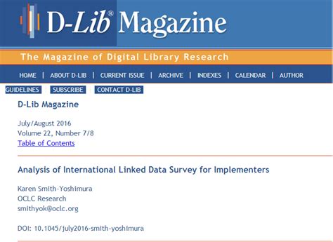 More On International Linked Data Survey For Implementers Hanging