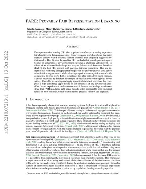 Fare Provably Fair Representation Learning Deepai