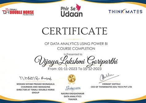 Vijaya Lakshmi On Linkedin Dataanalyst Certification Grateful