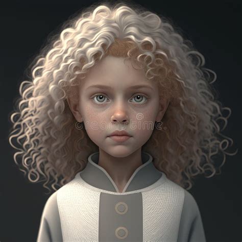Young Girl With Curly Hair Wearing A White Dress Turning Away From