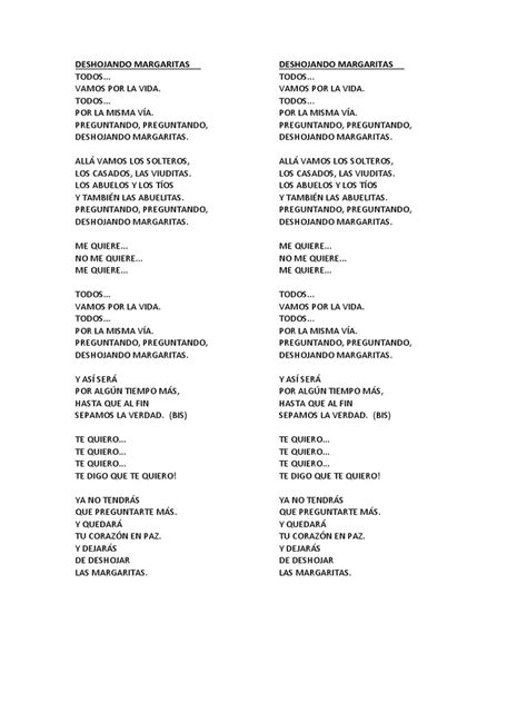 Deshojando Margaritas Letra Pdf