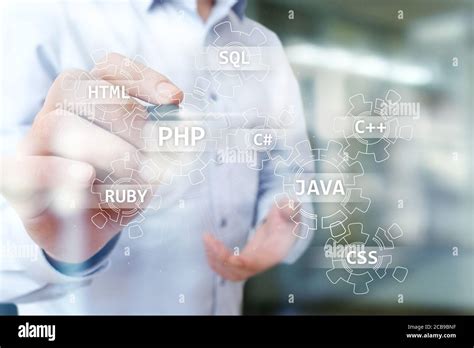 Web Development Tools Concept On Virtual Screen Programming Language