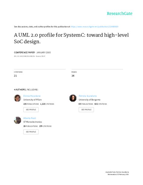 Pdf A Uml 2 0 Profile For Systemc