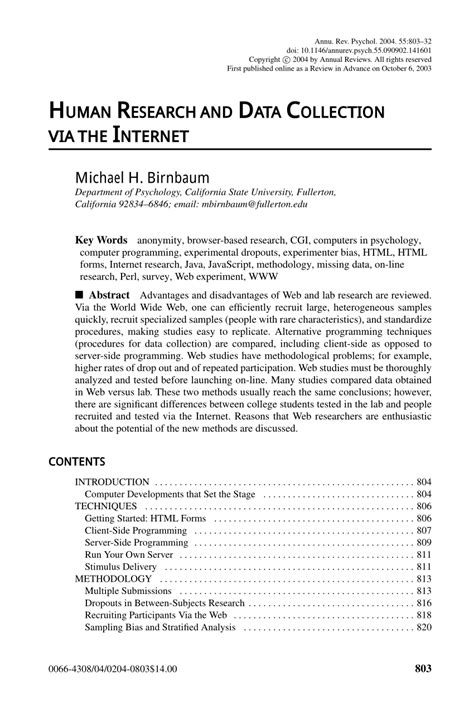 Pdf Human Research And Data Collection Via The Internet
