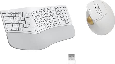 Delux Wireless Ergonomic Keyboard Gm902pro And Trackball Mouse Mt1 White Electronics
