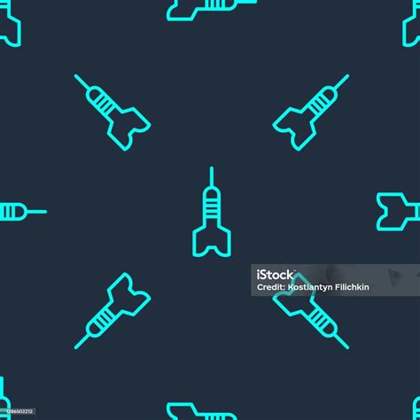 녹색 라인 다트 화살표 아이콘 은 파란색 배경에 원활한 패턴을 격리 벡터 개념에 대한 스톡 벡터 아트 및 기타 이미지 개념 겨냥 결심 Istock