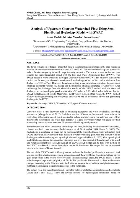 Pdf Analysis Of Upstream Citarum Watershed Flow Using Semi Distributed Hydrology Model With Swat