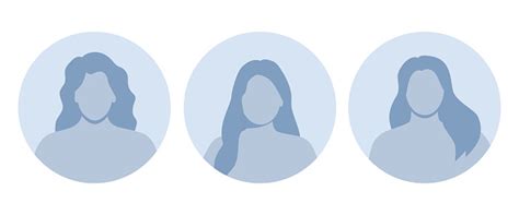 여자 빈 아바타 세트입니다 소셜 네트워크 이력서 포럼 및 데이트 사이트에 대한 기본 사진 자리 표시자입니다 채워지지 않은 사용자