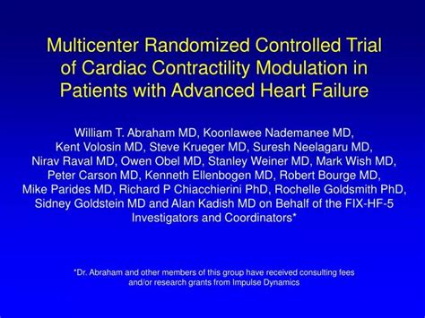 Ppt Multicenter Randomized Controlled Trial Of Cardiac Contractility