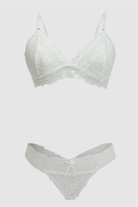 White Lace Lingerie Set Ally Fashion