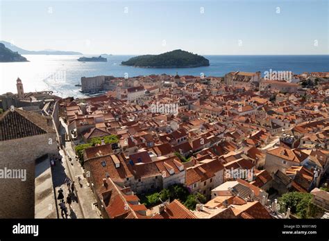 Dubrovnik Croatia Cityscape View From Fort Minceta On The Wall Across