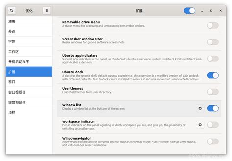 ubuntu20 04 gnome外观设置（一）：自动隐藏侧栏dock和显示窗口列表（window list） gnome dock csdn博客