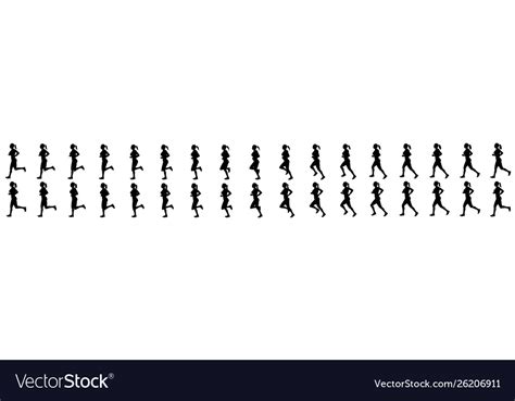 girl run cycle animation sequence silhouette vector image