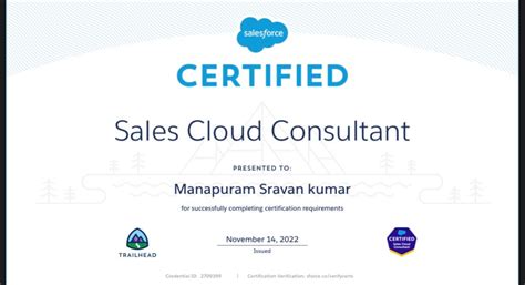 Salesforcecertified Salescloud Consultant Salesforce Sravan Kumar