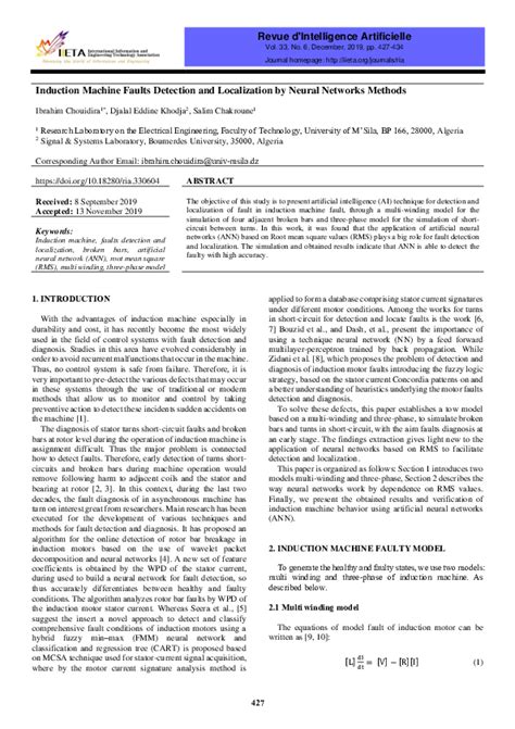 pdf induction machine faults detection and localization by neural