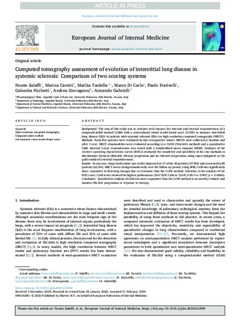 Pdf Computed Tomography Assessment Of Evolution Of Interstitial Lung Disease In Systemic