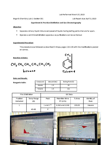 Gas Chromatography Experiment Report At Mark Cox Blog