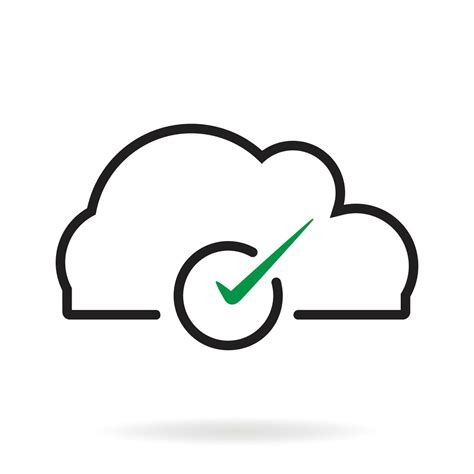 Cloud Check Mark Line Icon Approved Access Tick Symbol Cloud Computing Connected Or Yes Sign