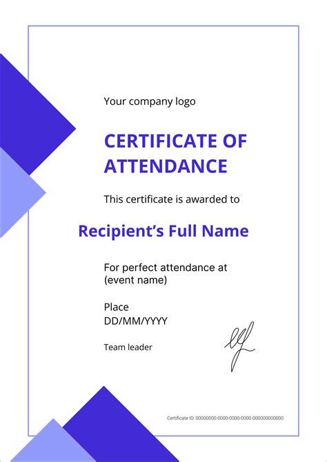 8 Free Attendance Certificate Templates