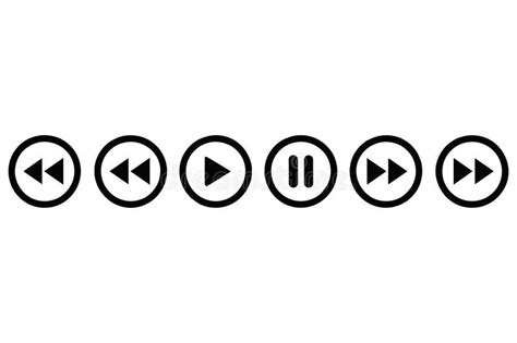 Circular Media Player Control Buttons Set Stock Vector Illustration