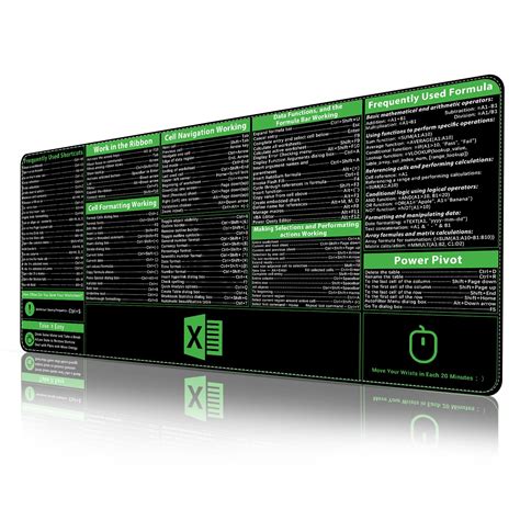 probtis excel shortcuts mousepad upgraded pro version extended office