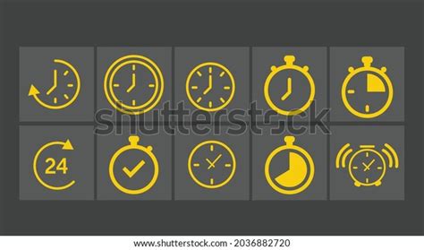 Vector Isolated Time Clock Line Icons Stock Vector Royalty Free